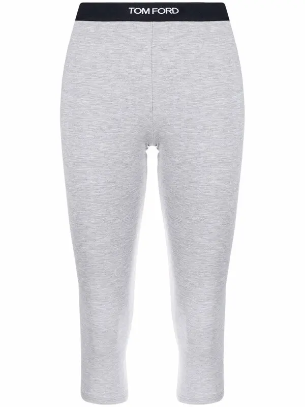 TOM FORD Cropped Logo-waistband Leggings - Grey