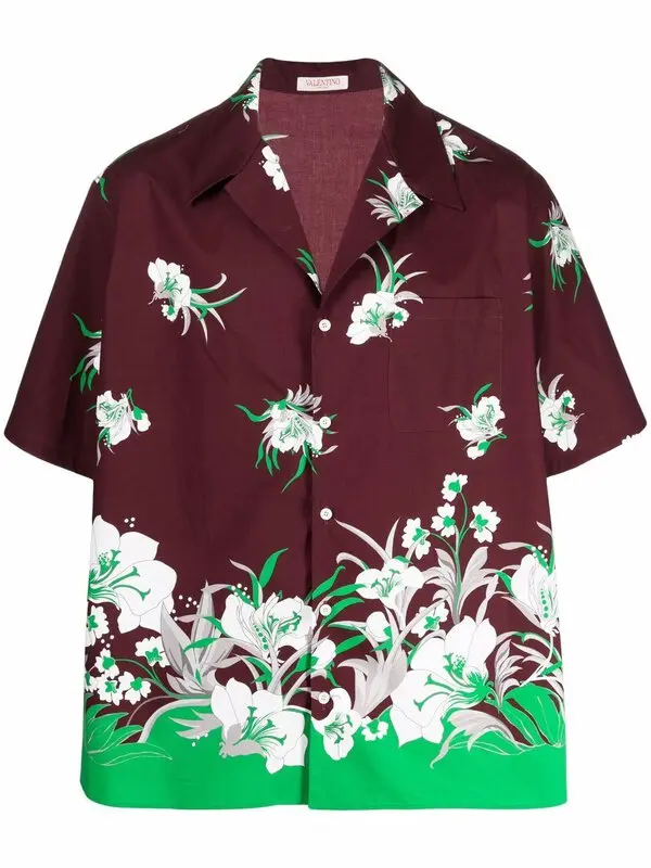 Valentino Garavani Floral-print Short-sleeved Shirt - Red
