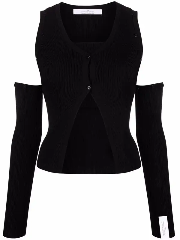 Rokh Cut-out Cardigan - Black