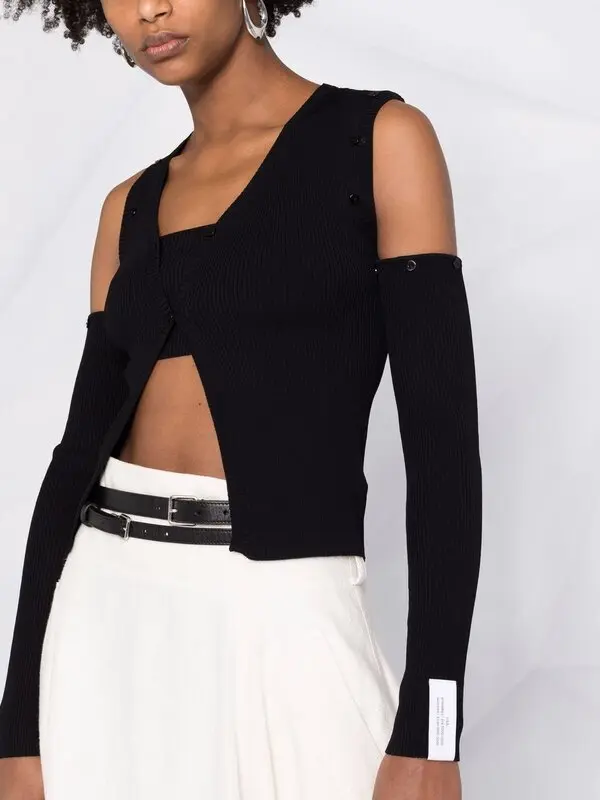 Rokh Cut-out Cardigan - Black