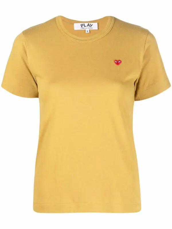 Play Comme Des Garcon Cotton T-shirt With Embroidered Logo - Neutrals