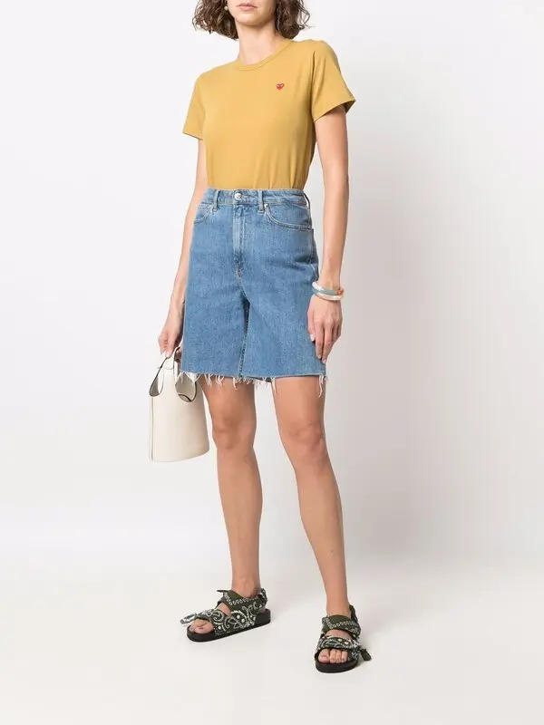 Play Comme Des Garcon Cotton T-shirt With Embroidered Logo - Neutrals