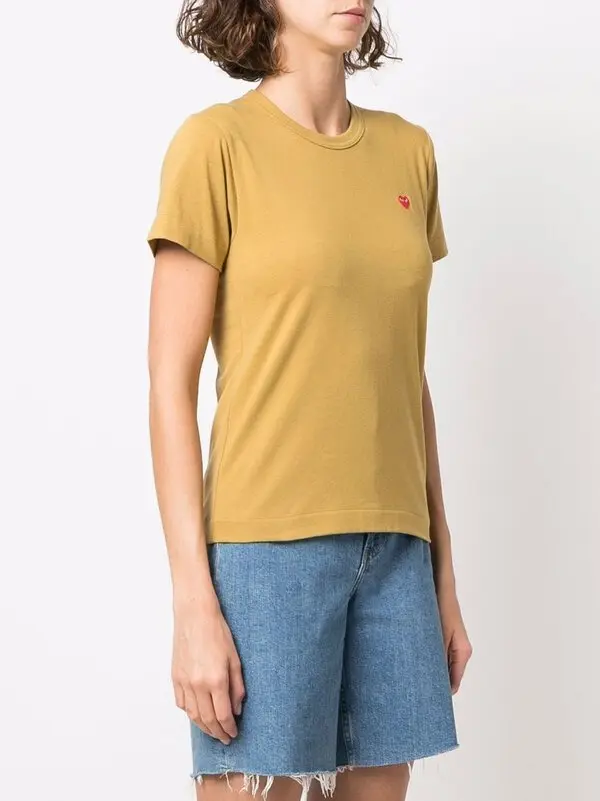 Play Comme Des Garcon Cotton T-shirt With Embroidered Logo - Neutrals