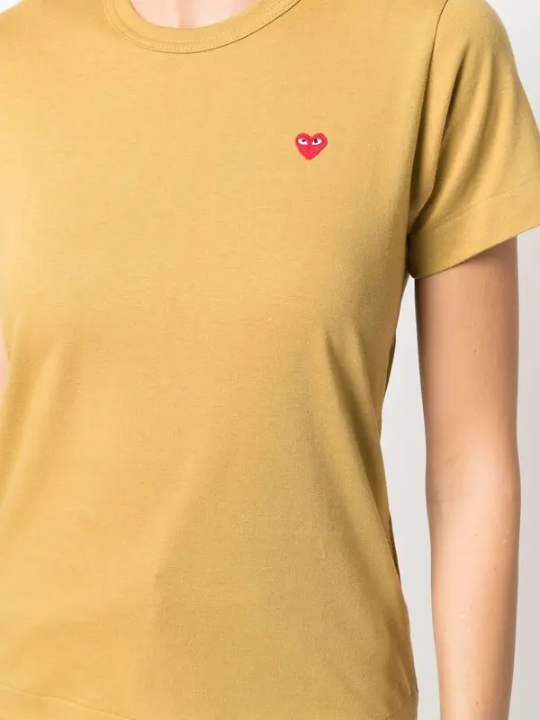 Play Comme Des Garcon Cotton T-shirt With Embroidered Logo - Neutrals