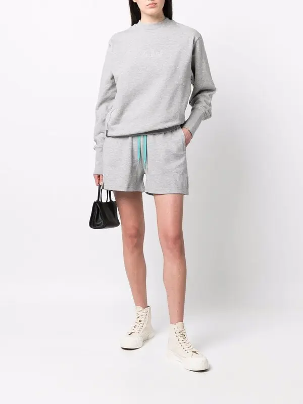 Woolrich Logo-embroidered Organic Cotton Shorts - Grey