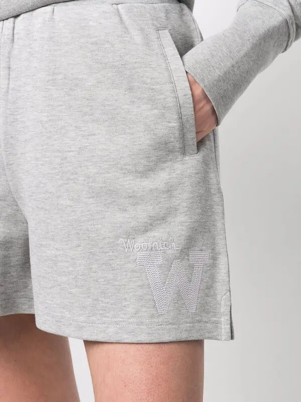 Woolrich Logo-embroidered Organic Cotton Shorts - Grey