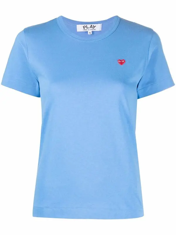 Play Comme Des Garcon Embroidered-logo T-shirt - Blue