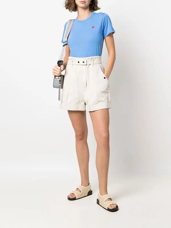Play Comme Des Garcon Embroidered-logo T-shirt - Blue