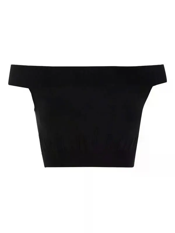 Alexander McQueen Off-shoulder Crop Top - Black