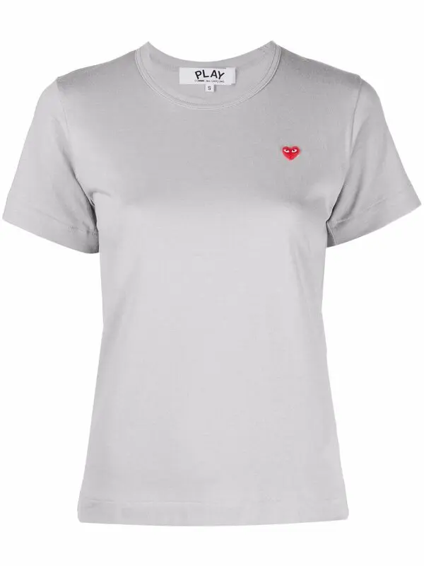 Play Comme Des Garcon Embroidered-logo T-shirt - Grey