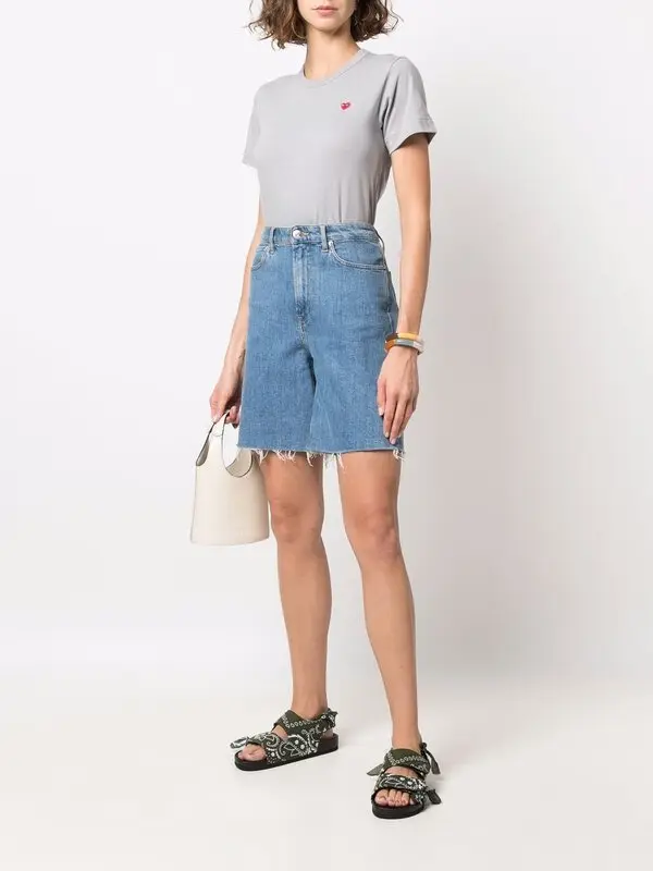 Play Comme Des Garcon Embroidered-logo T-shirt - Grey