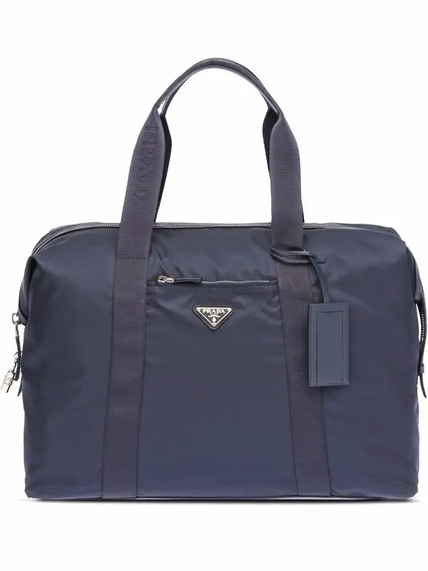 Prada Re-nylon Holdall Bag With Triangle Logo - Blue