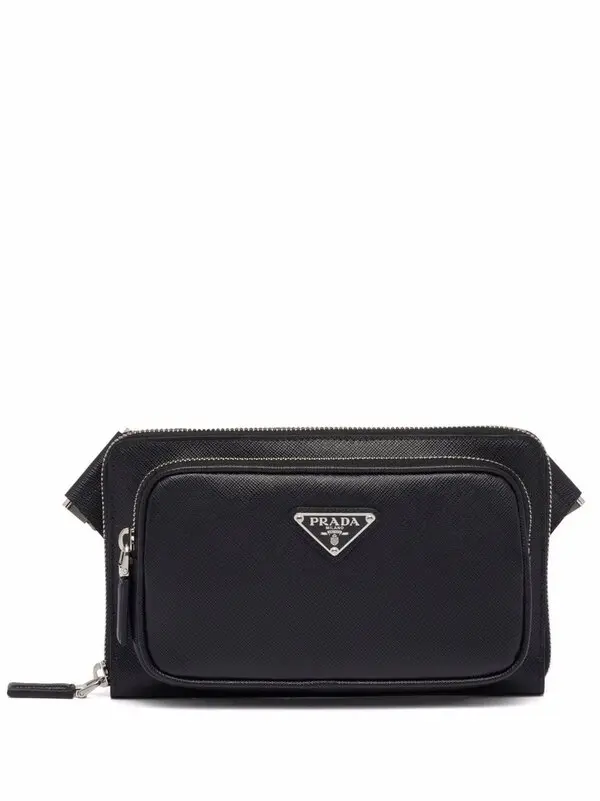 Prada Logo Plaque Zipped Crossbody Bag