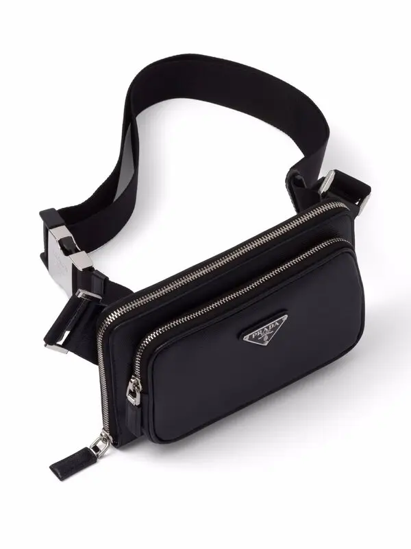 Prada Logo Plaque Zipped Crossbody Bag