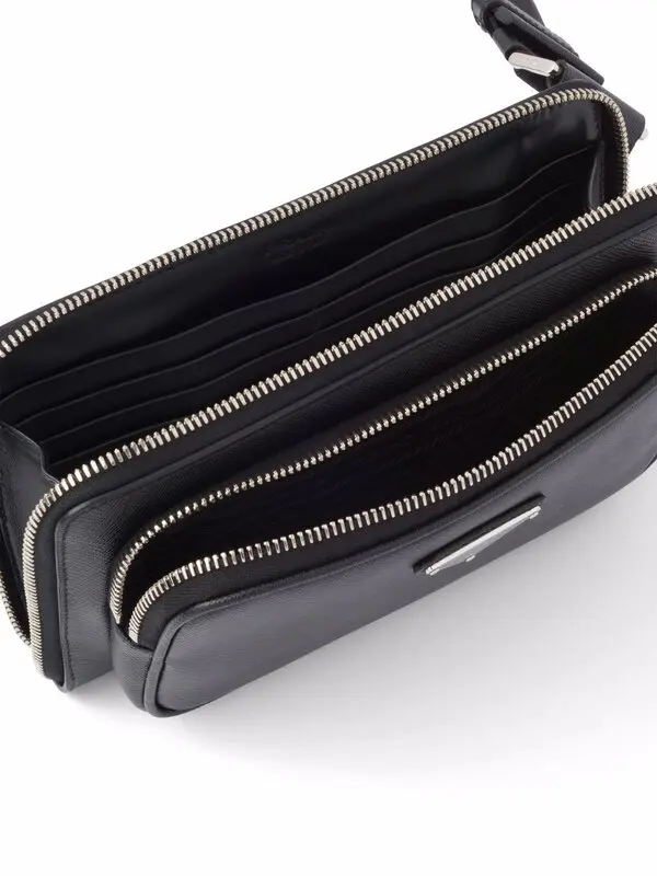 Prada Logo Plaque Zipped Crossbody Bag