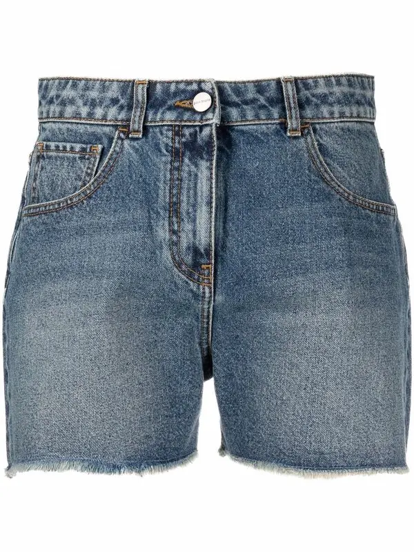 Palm Angels Palm Tree-embroidered Denim Shorts