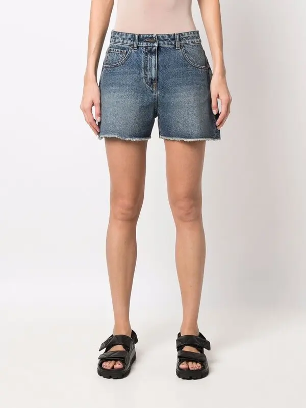 Palm Angels Palm Tree-embroidered Denim Shorts