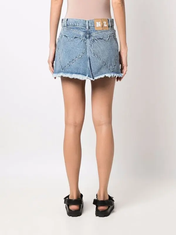 Natasha Zinko Washed Denim Mini Skirt