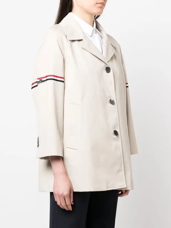 Thom Browne Single-breasted Short Coat - Neutrals