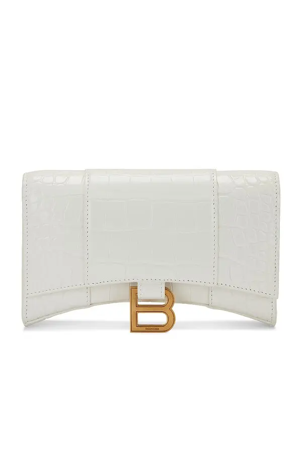 Balenciaga Hourglass Wallet On Chain Bag In White - Optic White