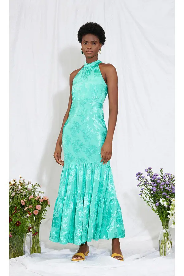blue maxi dress one shoulder Tearra Floral One-Shoulder Tiered Maxi Dress