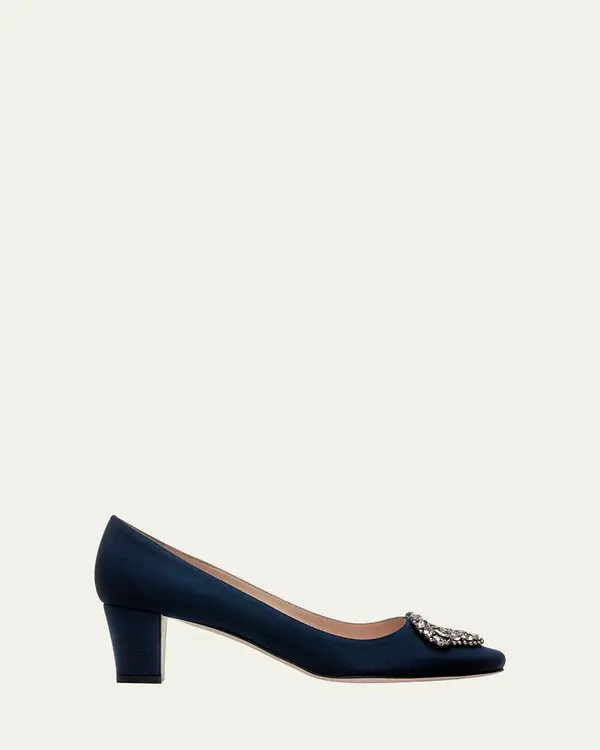 Manolo Blahnik Okkatto Crystal Silk Pumps