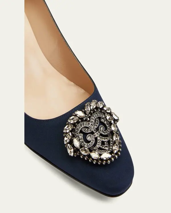 Manolo Blahnik Okkatto Crystal Silk Pumps
