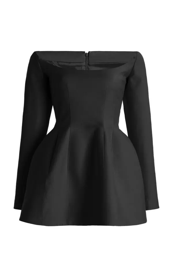 Valentino Garavani Off-The-Shoulder Wool-Silk Mini Dress - Black,Pink |  Editorialist