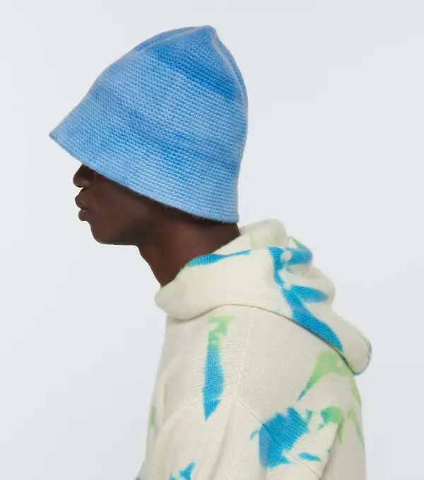 The Elder Statesman Gradient Crochet Bucket Hat In Blue - 50% Off