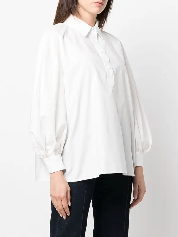 La DoubleJ Poet-sleeve Poplin Blouse - White