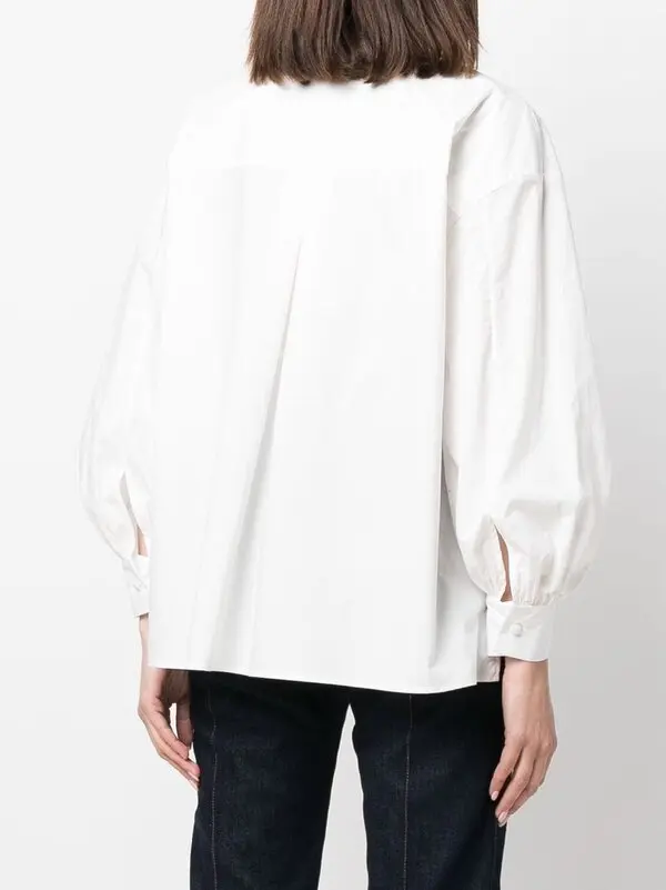 La DoubleJ Poet-sleeve Poplin Blouse - White