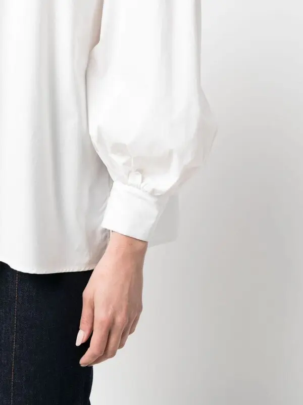 La DoubleJ Poet-sleeve Poplin Blouse - White
