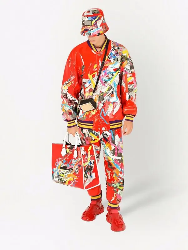 Dolce & Gabbana Newspaper Print Bomber Jacket