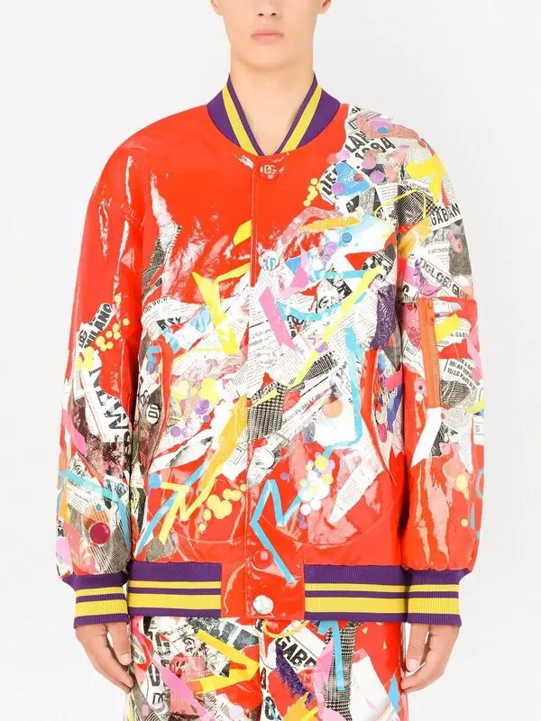 Dolce & Gabbana Newspaper Print Bomber Jacket