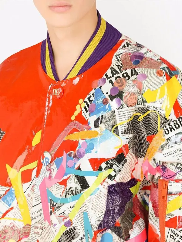 Dolce & Gabbana Newspaper Print Bomber Jacket