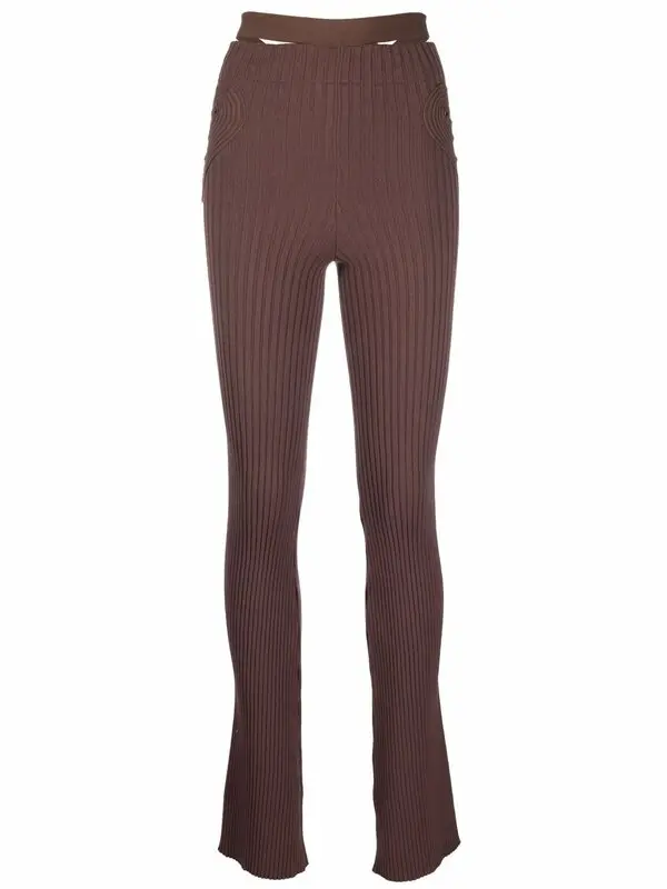 ANDREĀDAMO Ribbed-knit Flared Trousers