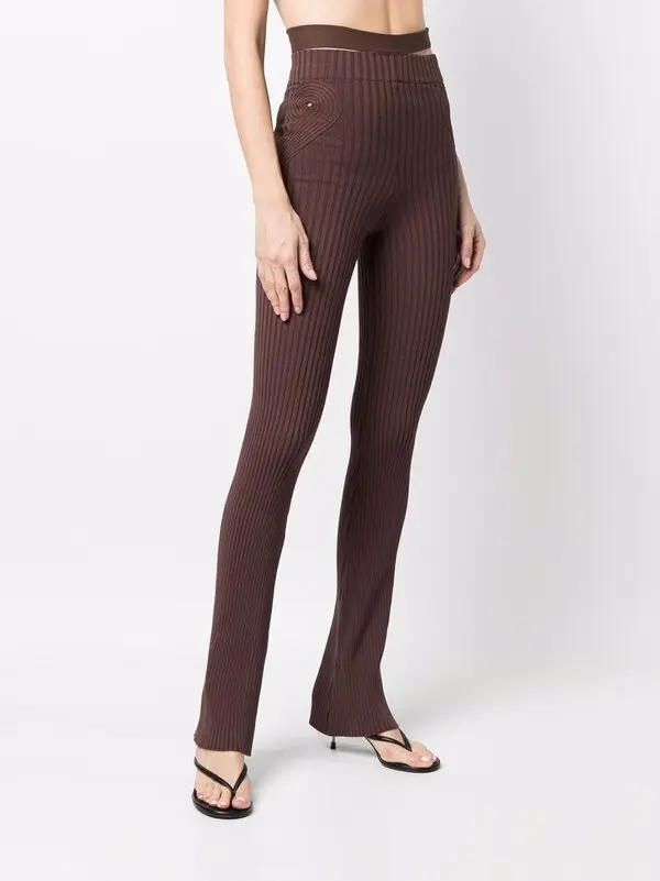 ANDREĀDAMO Ribbed-knit Flared Trousers