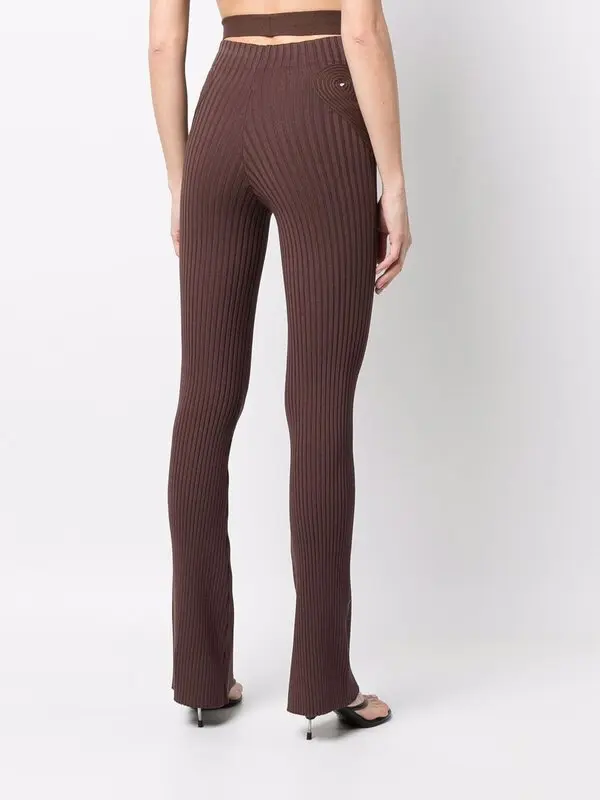 ANDREĀDAMO Ribbed-knit Flared Trousers