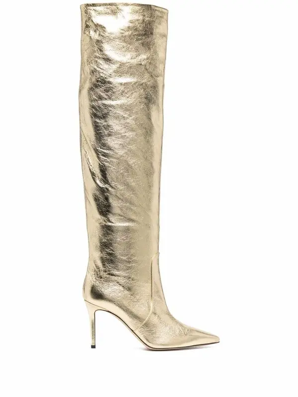 SCAROSSO X Brian Atwood Carra Metallic Boots - Yellow
