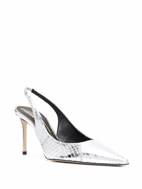 SCAROSSO X Brian Atwood Sutton Slingback Pumps - Silver