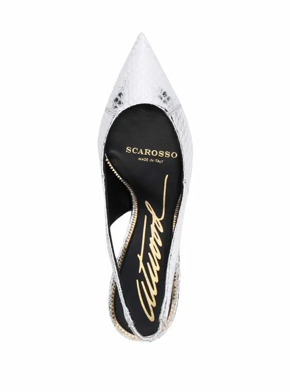 SCAROSSO X Brian Atwood Sutton Slingback Pumps - Silver