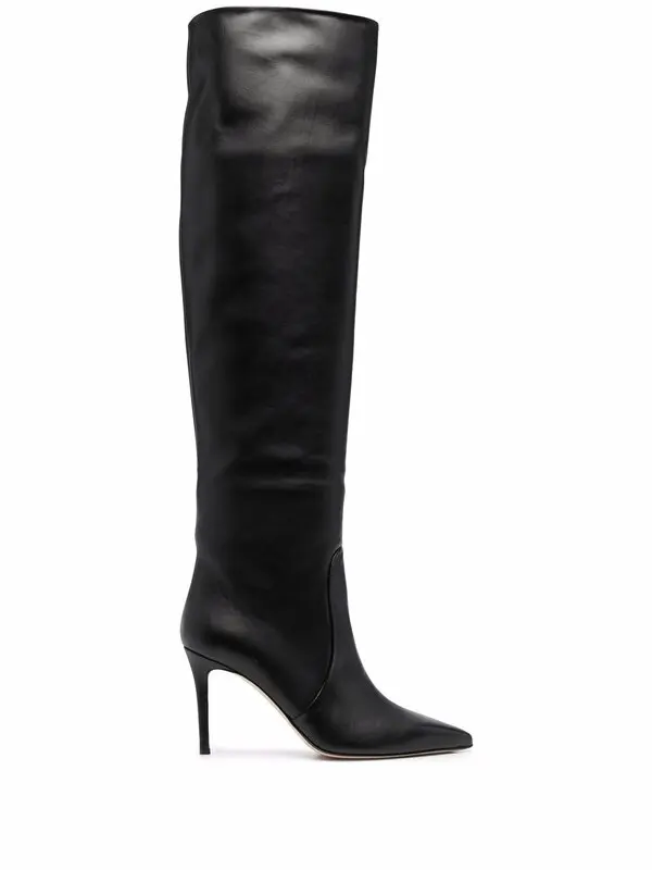 SCAROSSO X Brian Atwood Carra Leather Boots - Black