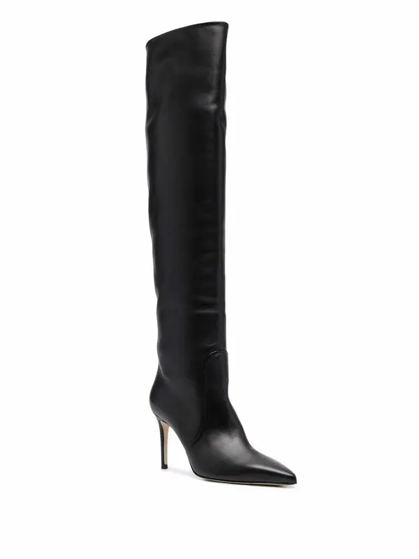 SCAROSSO X Brian Atwood Carra Leather Boots - Black