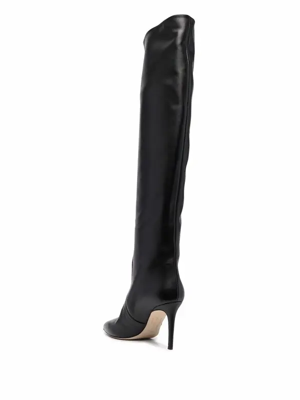 SCAROSSO X Brian Atwood Carra Leather Boots - Black