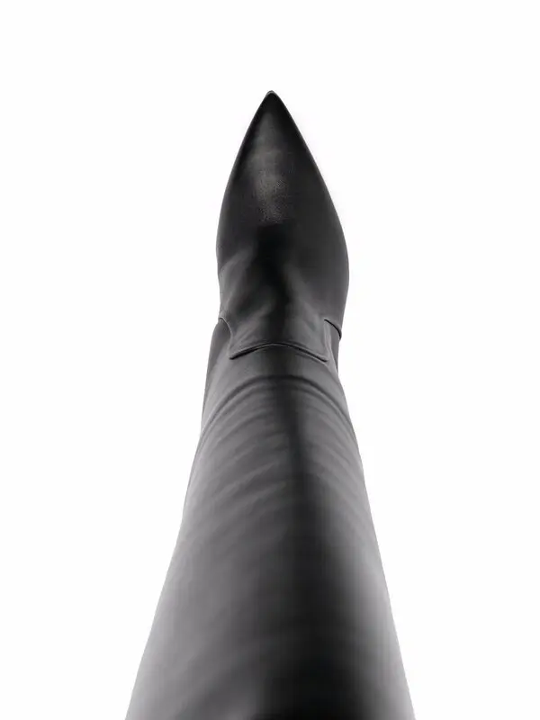 SCAROSSO X Brian Atwood Carra Leather Boots - Black