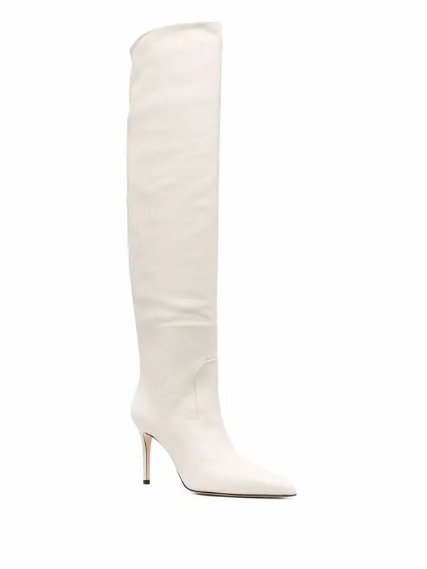 SCAROSSO X Brian Atwood Carra Leather Boots - Neutrals