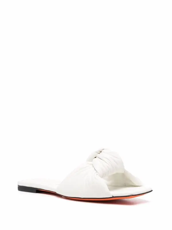 Santoni Square-toe Leather Sandals - White