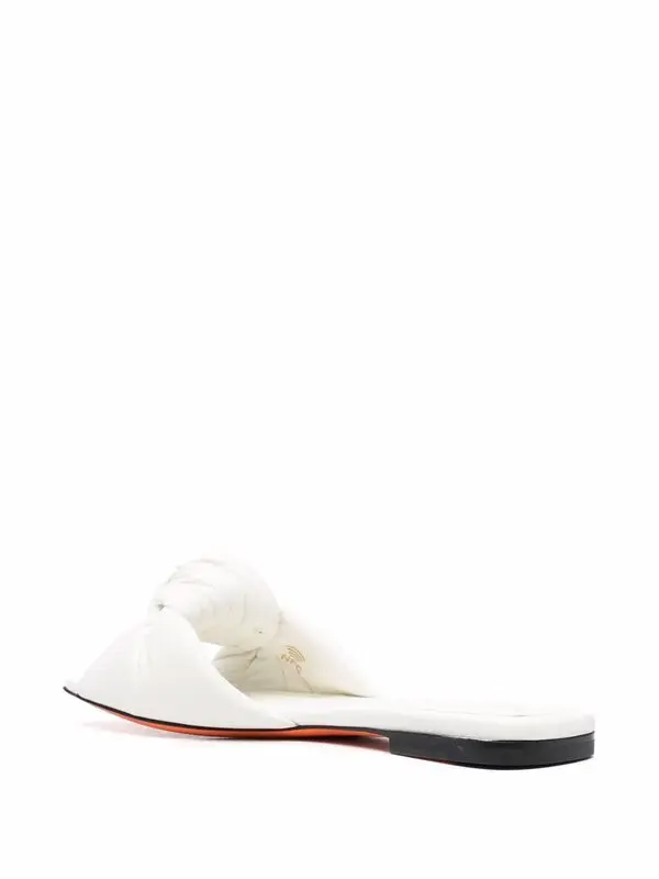 Santoni Square-toe Leather Sandals - White