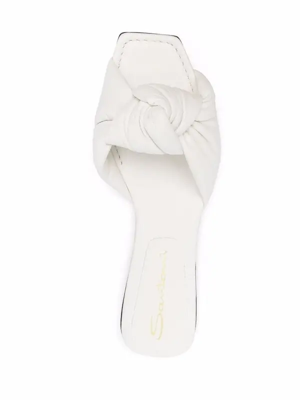 Santoni Square-toe Leather Sandals - White