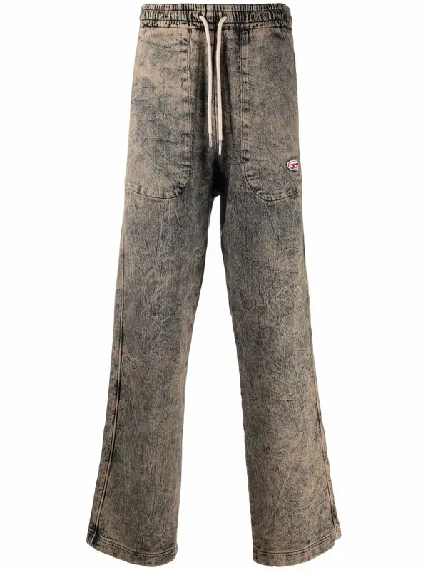 DIESEL® Acid-wash Straight-leg Trousers - Brown